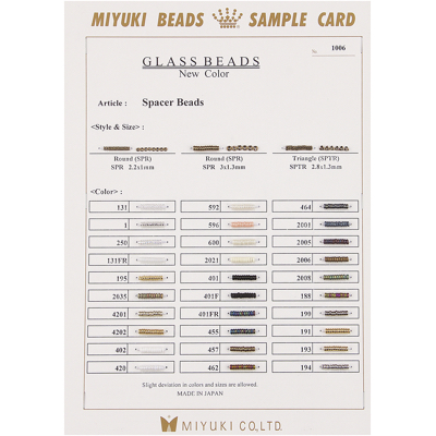 Caravan Beads - Miyuki - CARD 1006: Miyuki Spacer Bead Sample Card ...