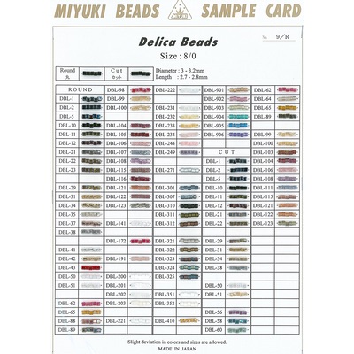 Caravan Beads - Miyuki - DELICA.CARD 9.R: 8/0 Delica Beads Sample Card ...