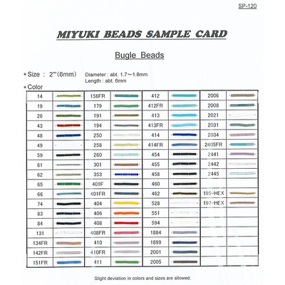 Caravan Beads - Miyuki - BGL2-CARD-1: 6mm Miyuki Bugle Bead Sample Card ...