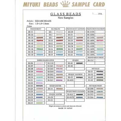 Caravan Beads - Miyuki - SB-CARD-3: 1.8mm Miyuki Cube Bead Sample Card ...
